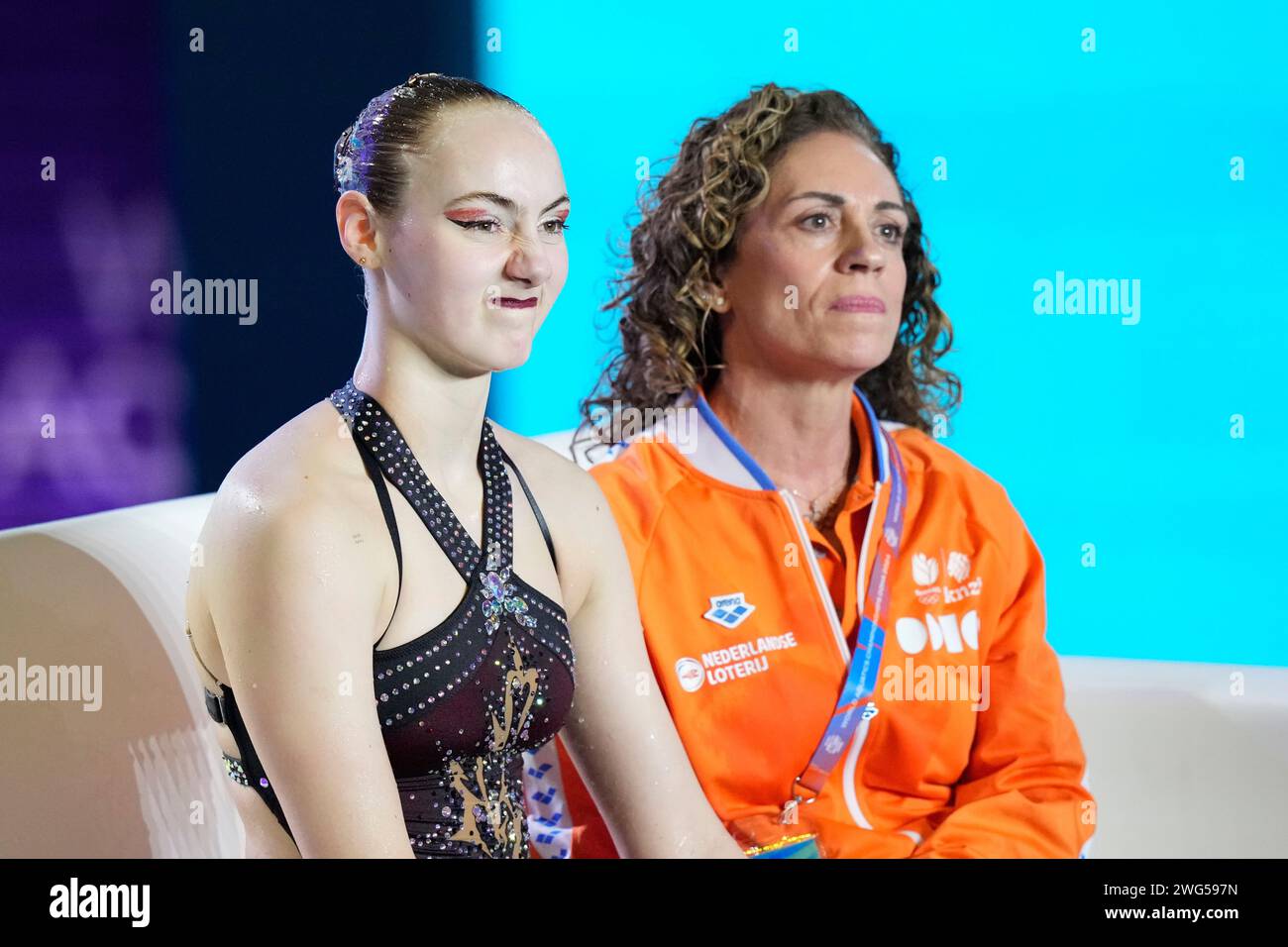 Marloes Steenbeek, of the Netherlands, reacts after competing the women ...