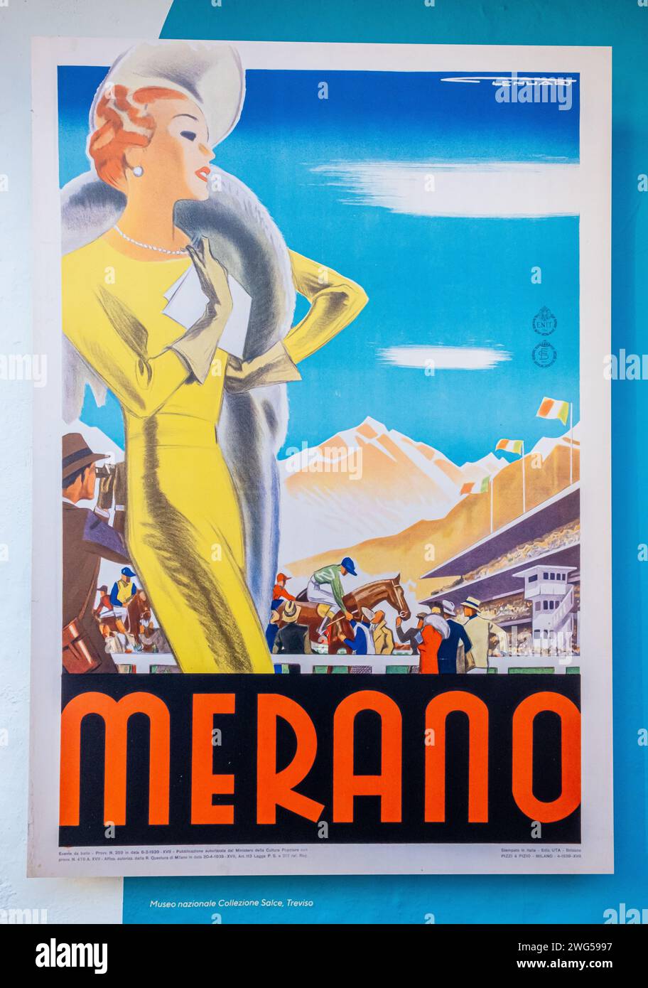 Tourist advertising posters from the early 1940s of the city of Merano ...