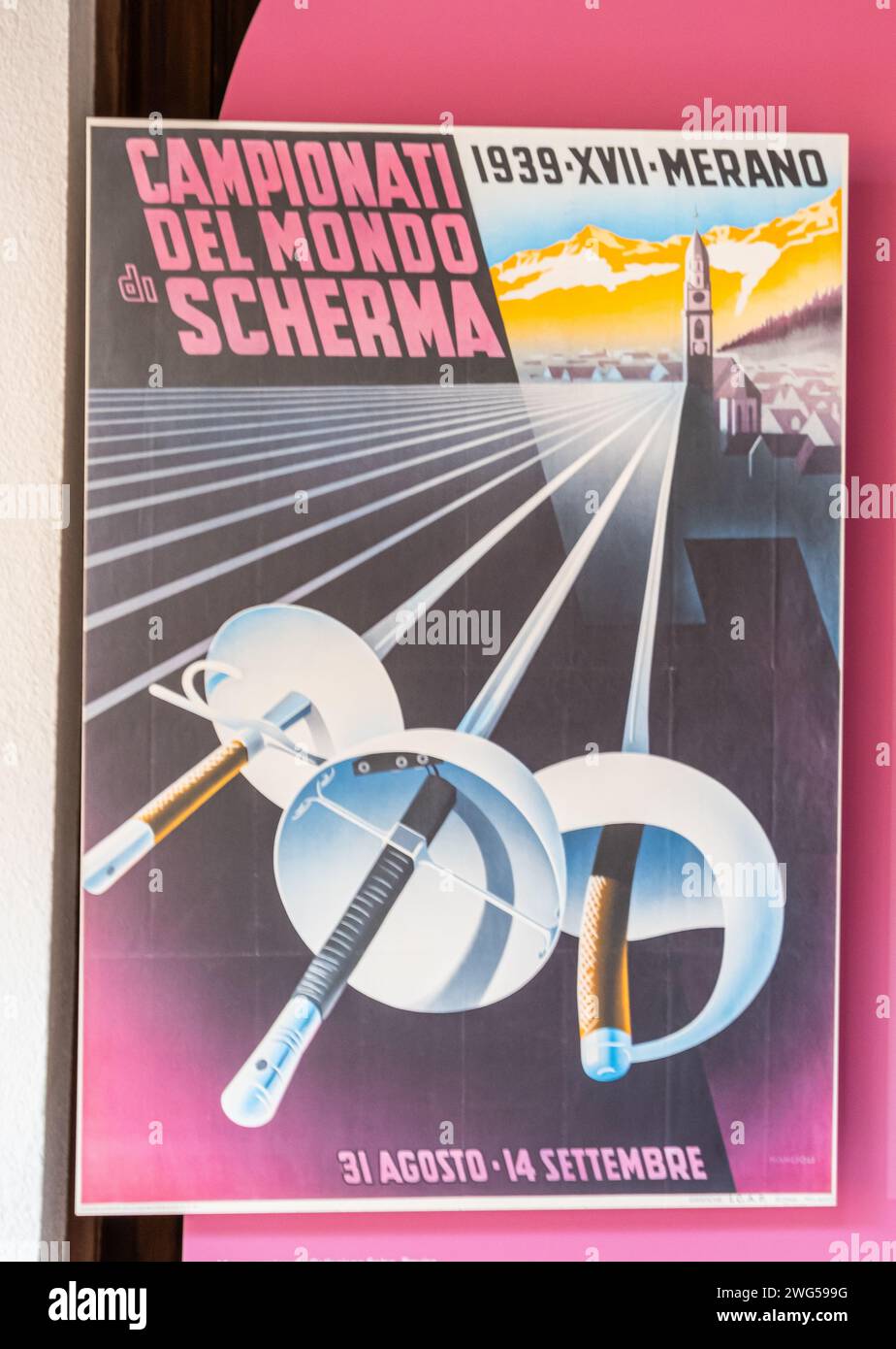 Tourist advertising posters from the early 1940s of the city of Merano ...