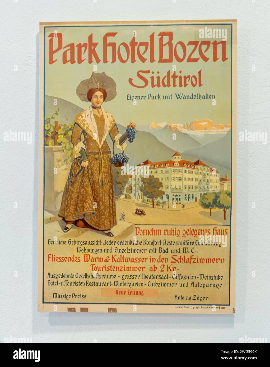 Tourist advertising posters from the early 1940s of the city of Merano ...