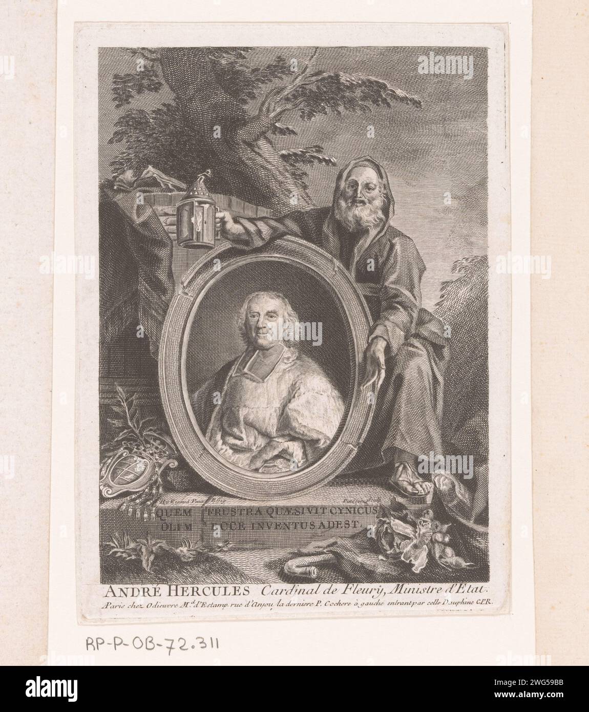 Portrait of André -Hercule de Fleury, shown by Diogenes, Sébastien ...