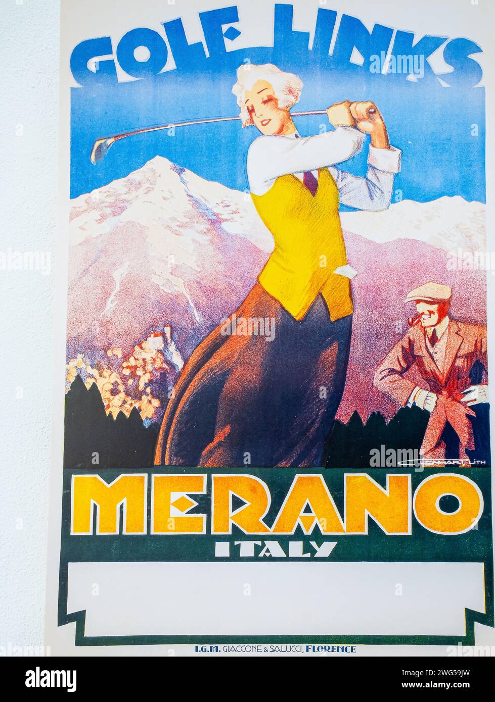 Tourist advertising posters from the early 1940s of the city of Merano ...