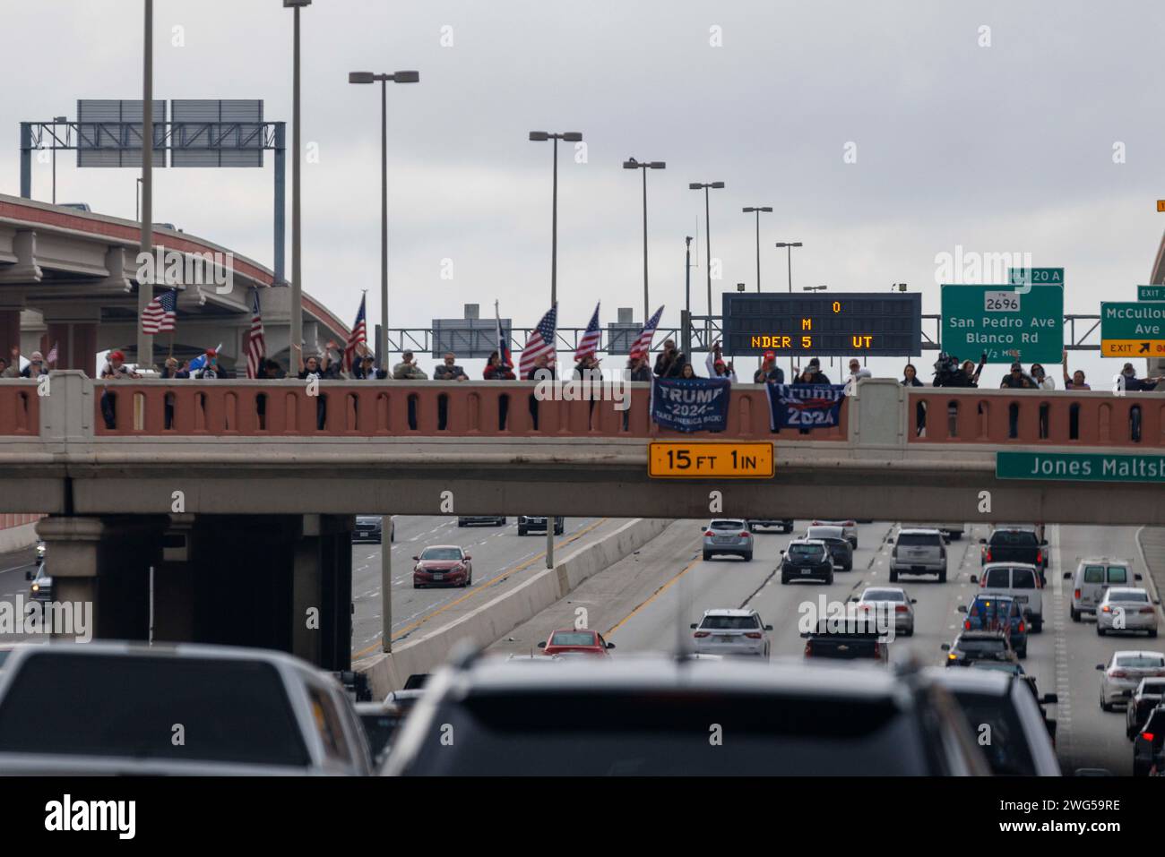 Dripping Springs, USA. 02nd Feb, 2024. Groups of supporters waved flags ...