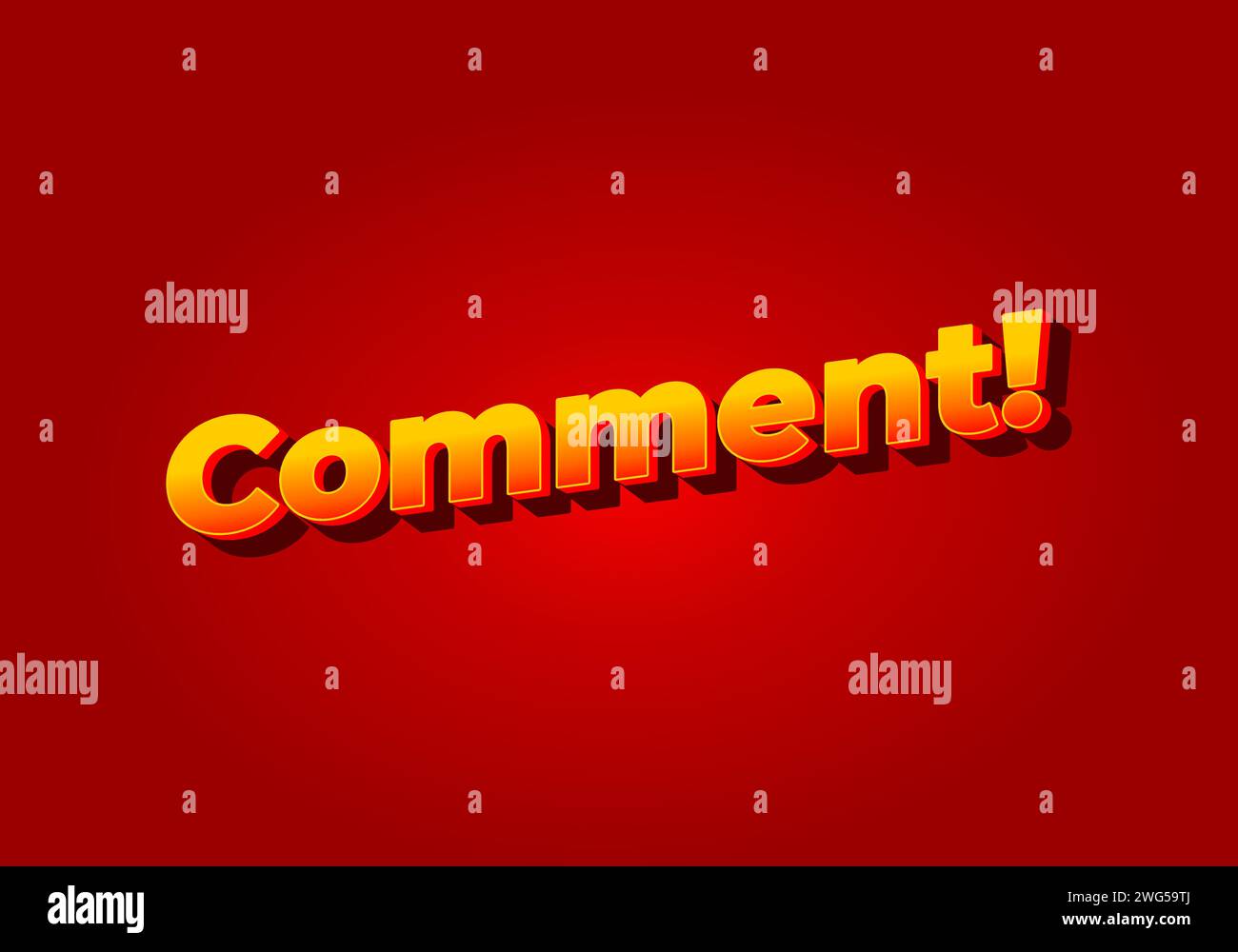 Comment. Text effect design in yellow red color. Red background Stock ...