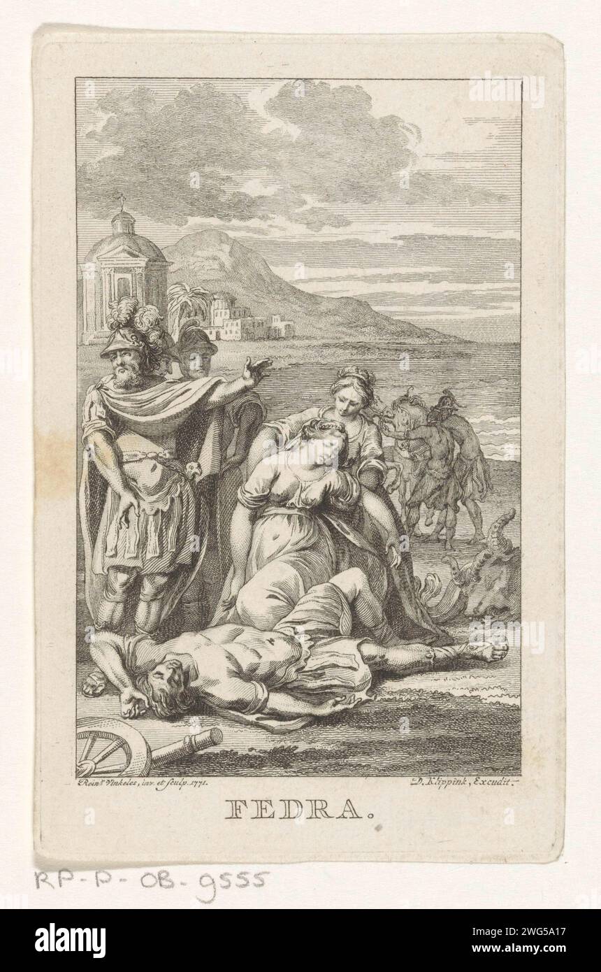 Theseus mourns the body of Hippolytos, Reinier Vinkeles (I), 1771 print ...