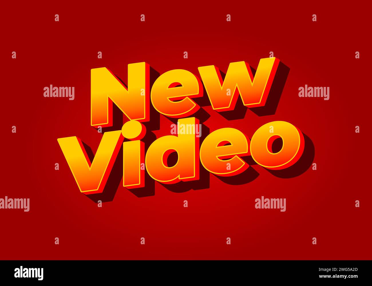 New video. Text effect design in yellow red color. Red background Stock ...