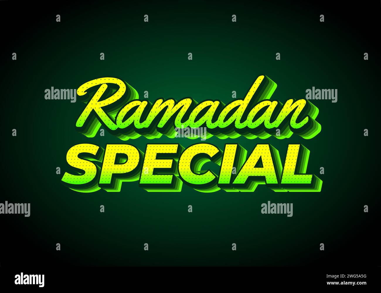 Ramadan special. Text effect design in 3D look. Yellow green color ...