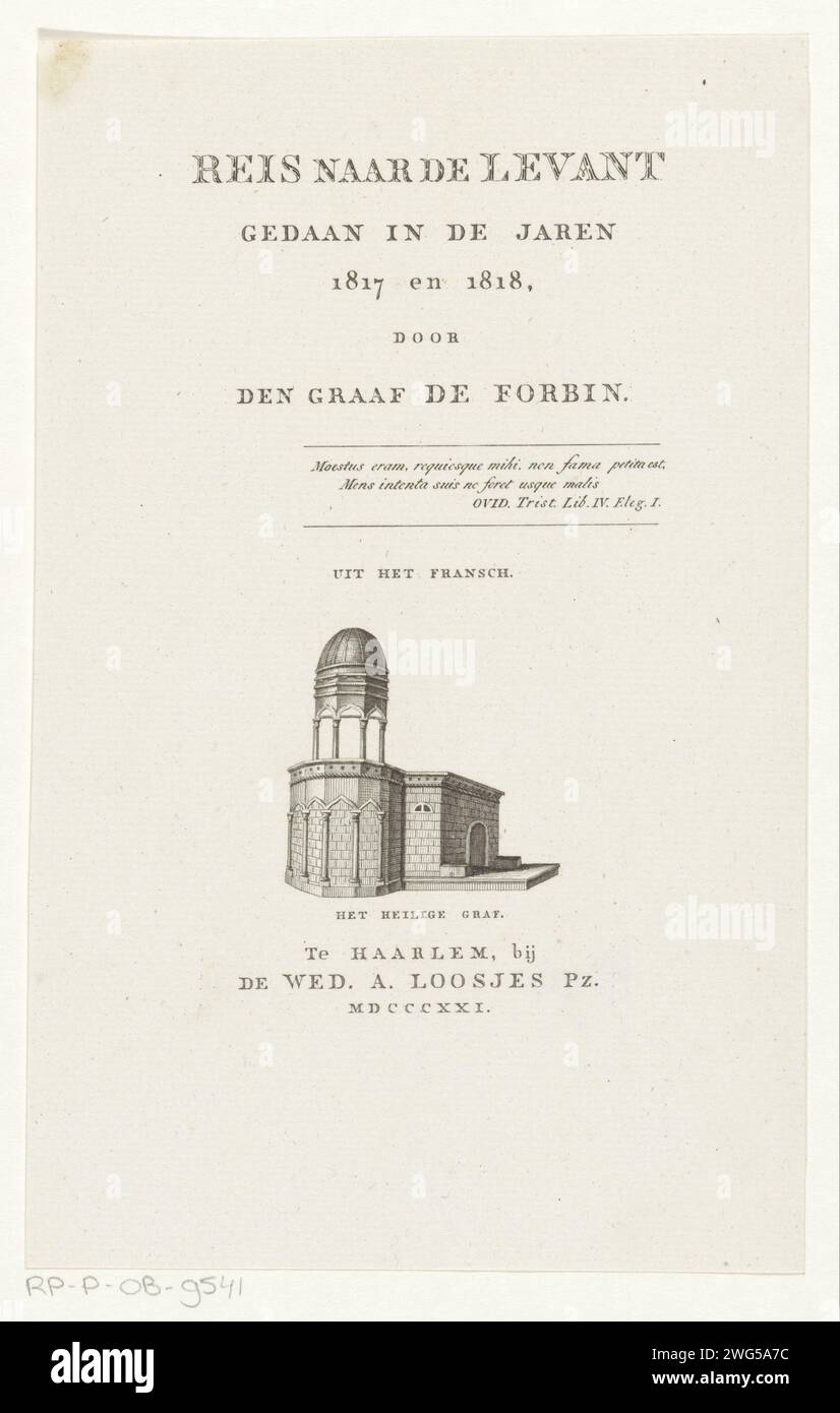 Holy Graf in Jerusalem, Anonymous, 1821 print Haarlem paper etching ...