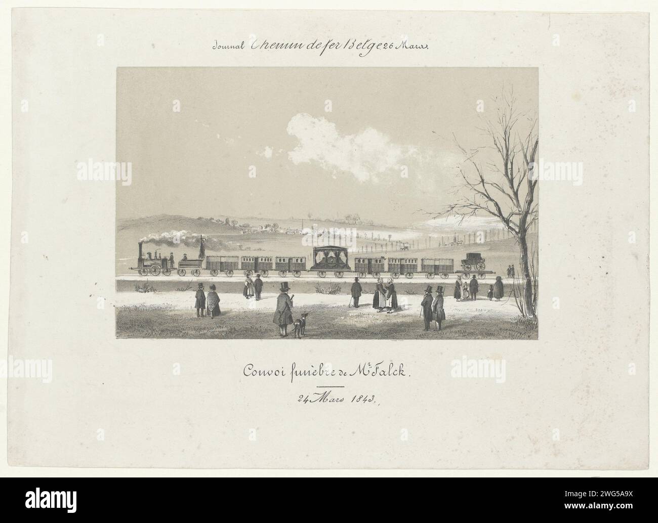 Train with the coffin by Anton Reinhard Falck, 1843, 1843 print Train ...