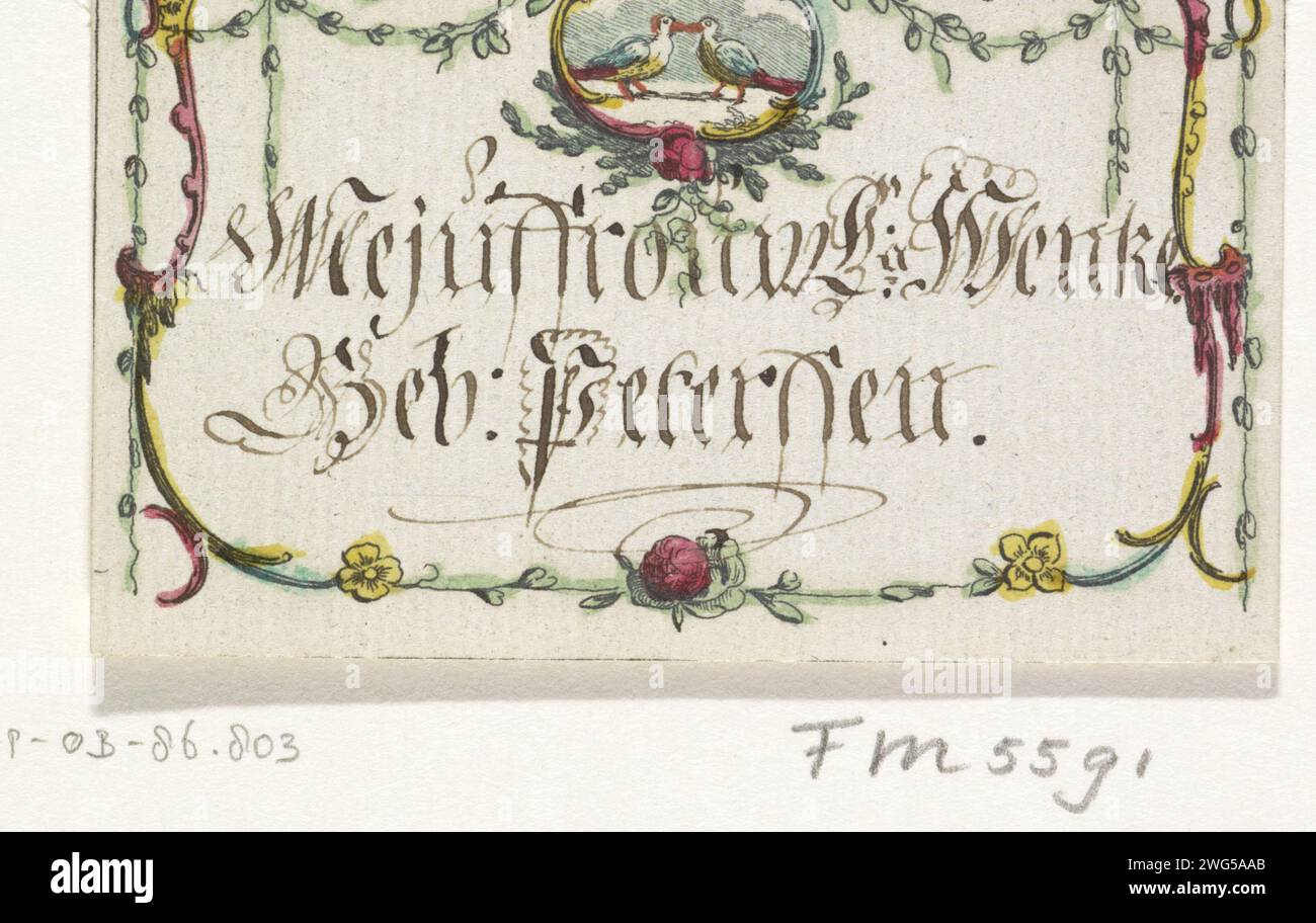 Name card for Miss Wenke, ca. 1770, anonymous, 1760 - 1775 print ...