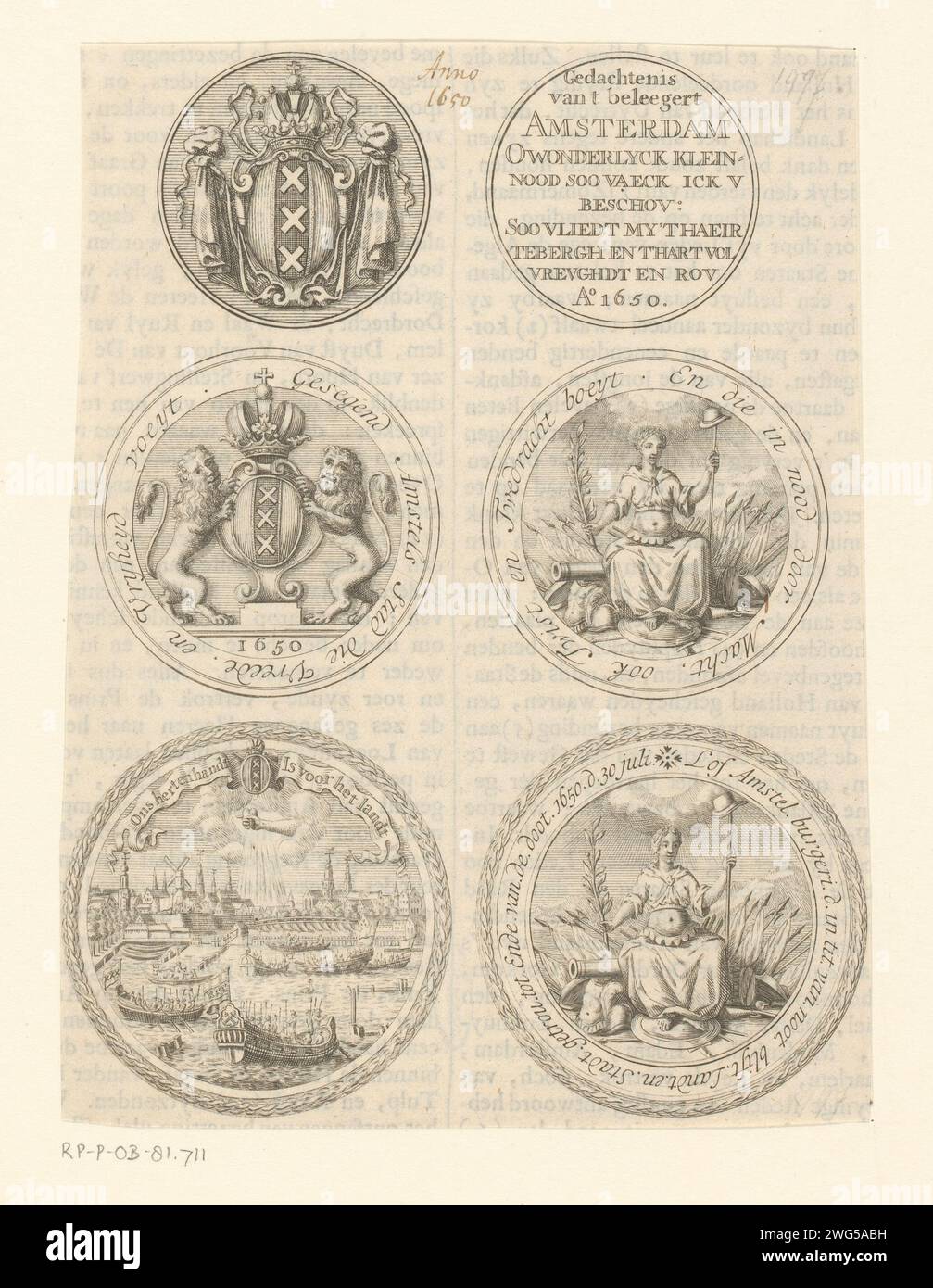 Three tokens on the siege of Amsterdam by Willem II, 1650, 1724 - 1726 ...
