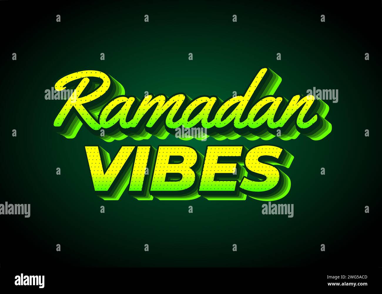 Ramadan vibes. Text effect design in 3D look. Yellow green color. Dark ...