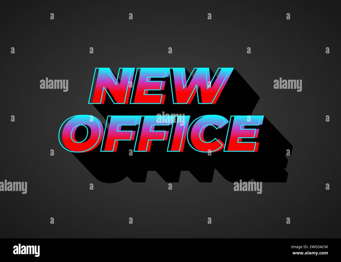 New office. Text effect design in 3D look. Gradient blue red color ...