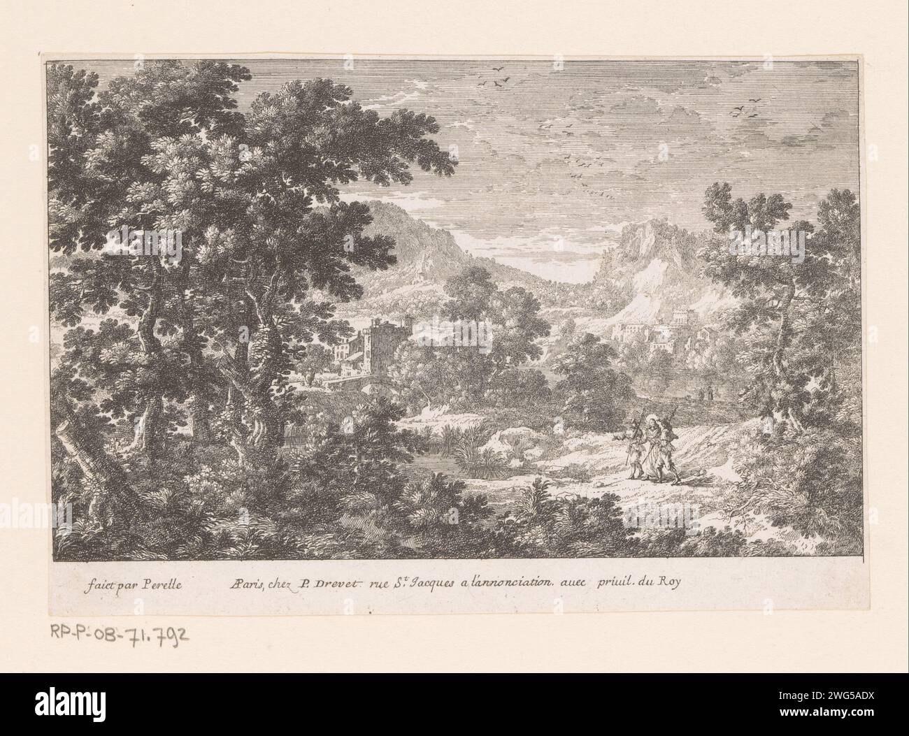 Christ and the Emmausgoers, Gabriel Perelle, 1673 - 1695 print ...