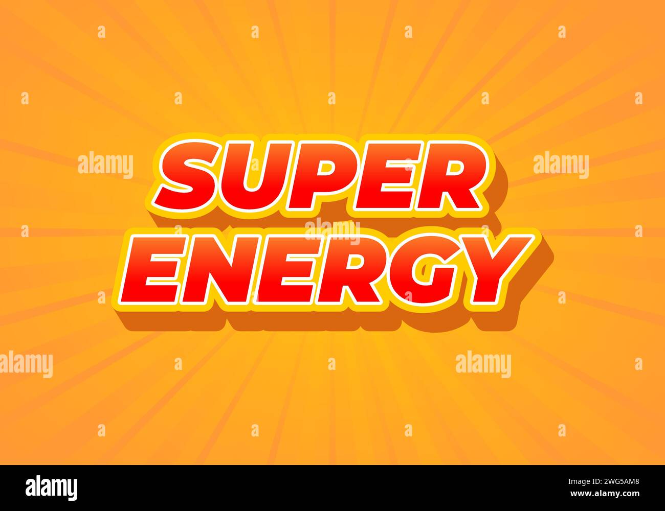 Super energy. Text effect design in 3D look. Red color. Yellow ...