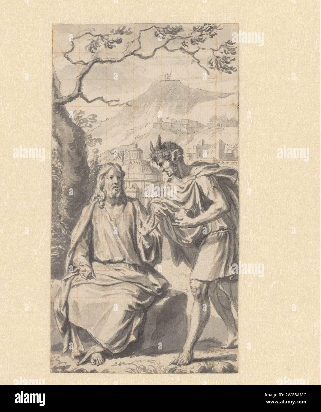 The temptation of Christ, Gerard de Lairesse, 1675 - 1680 drawing ...