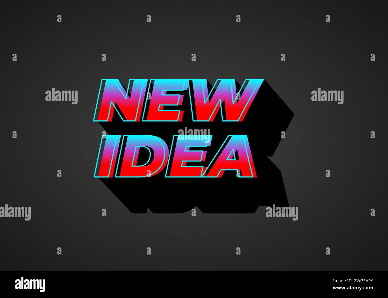 New idea. Text effect design in 3D look. Gradient blue red color. Dark ...