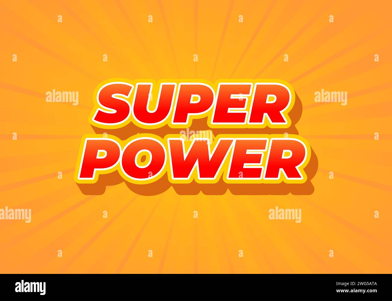 Super Power Text Effect Design In 3d Look Red Color Yellow Background Stock Vector Image