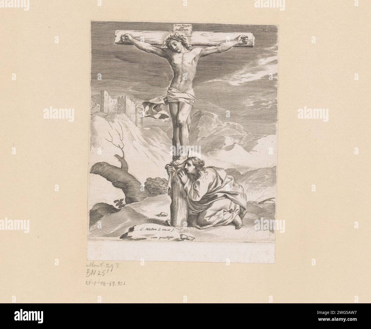 Crucifixion of Christ, Claude Mellan, 1608 - 1688 print paper engraving ...