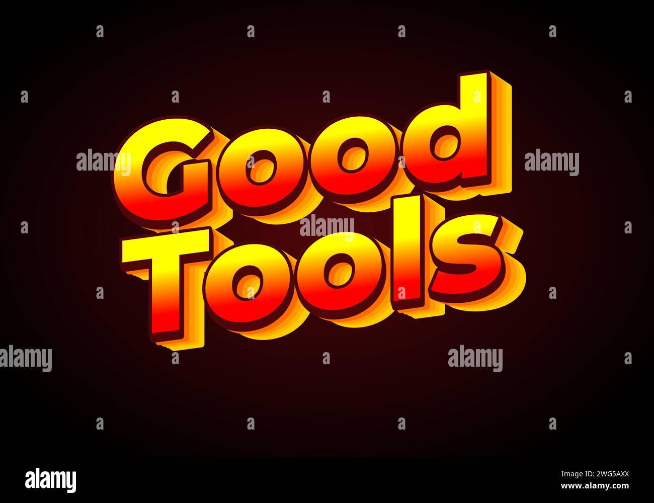 Good tools. Text effect design in 3D look. Gradient yellow red color. dark red background color ...