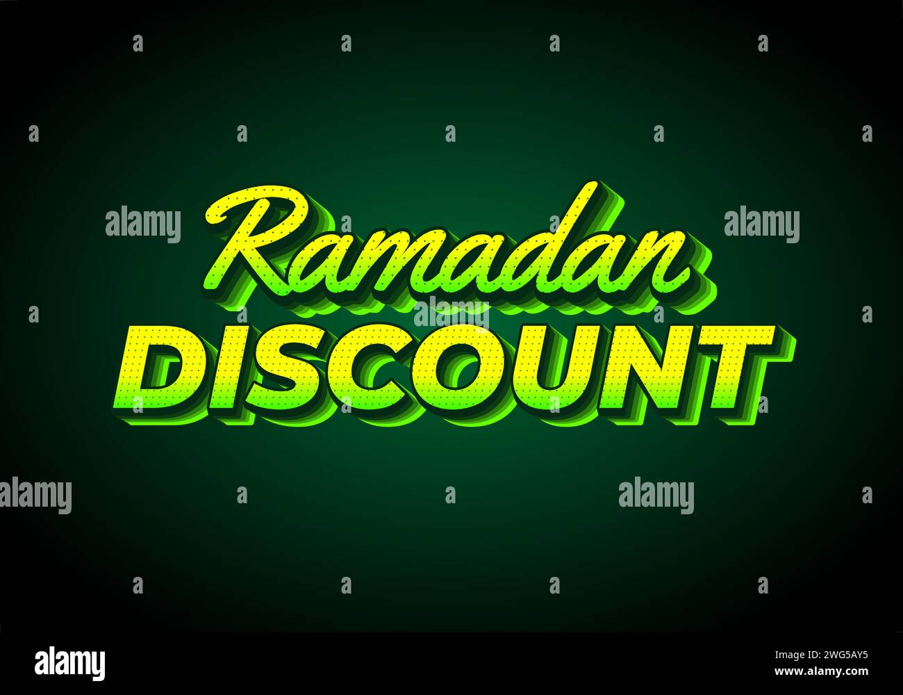 Ramadan discount. Text effect design in 3D look. Yellow green color ...