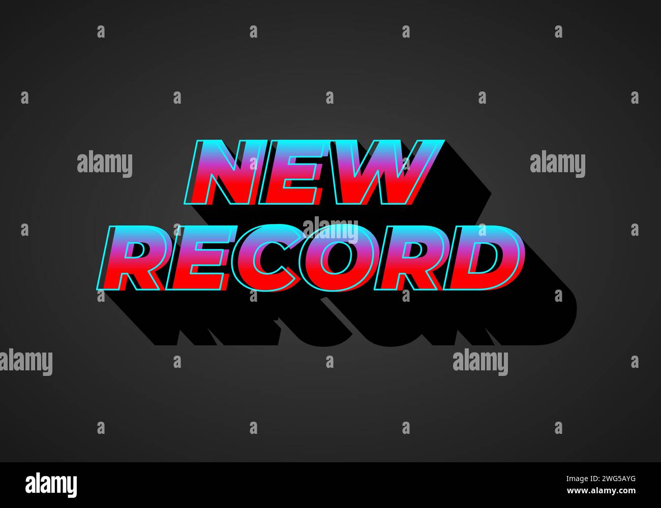 New record. Text effect design in 3D look. Gradient blue red color ...