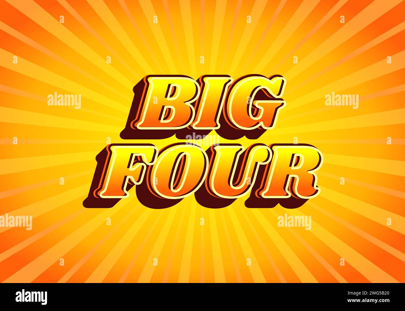 Big four. Text effect design in gradient yellow orange color, 3D look ...