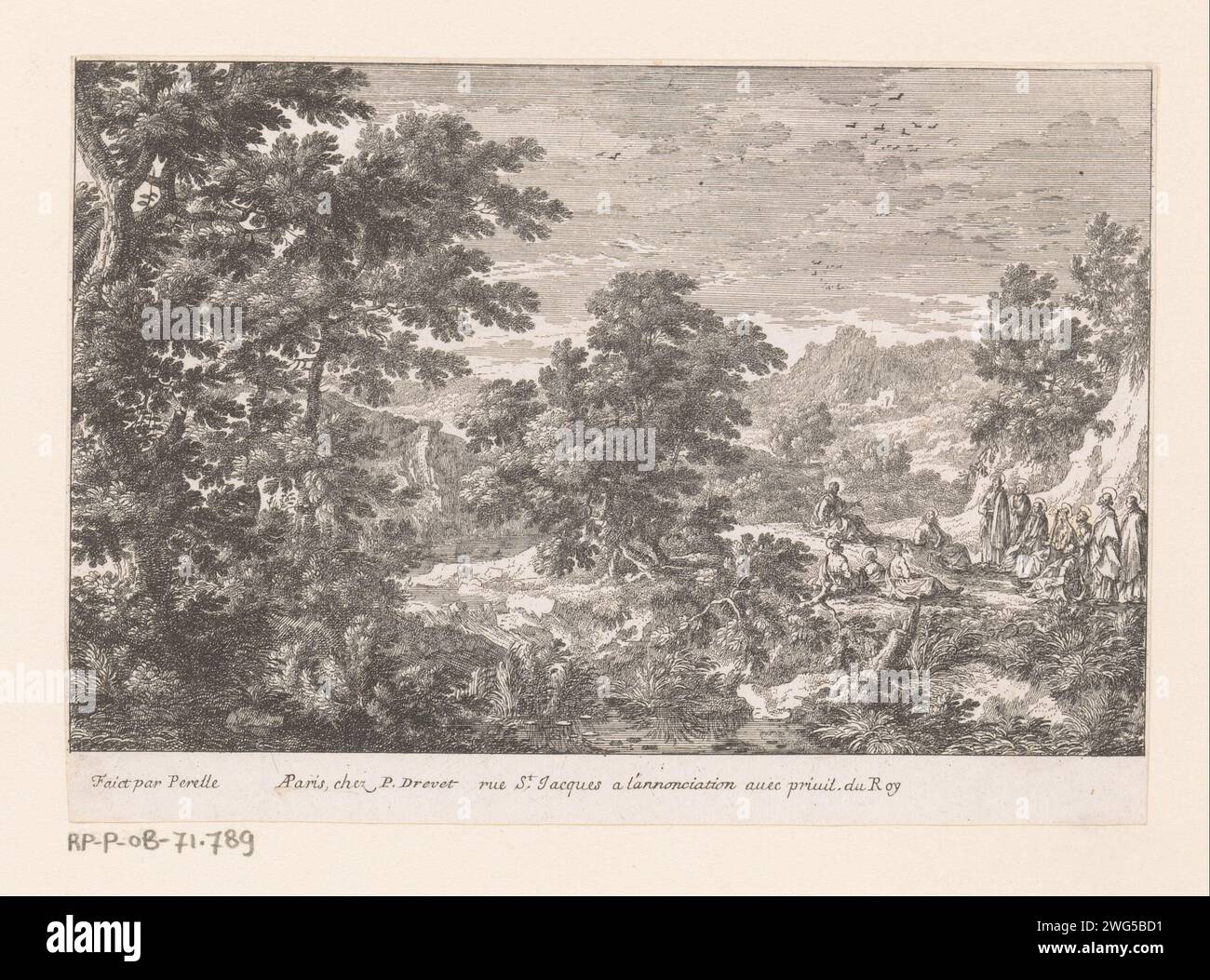 Landscape with Christ speaking to disciples, Gabriel Perelle, 1673 ...