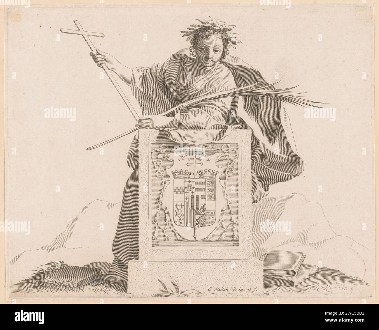 Allegorical figure with the coat of arms of the Harlay -Champvallon ...