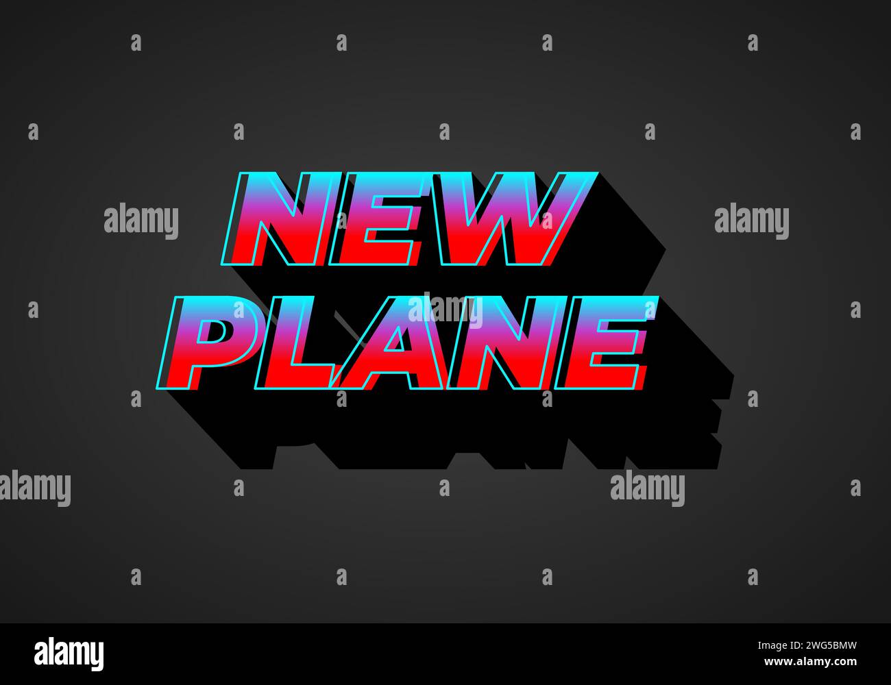 New plane. Text effect design in 3D look. Gradient blue red color. Dark ...