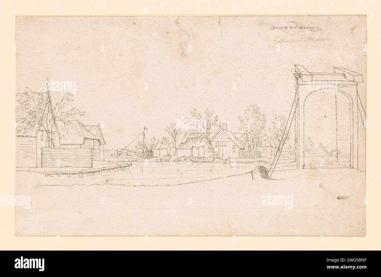 View of Noordam, Anonymous, 1700 - 1800 drawing paper. India ink (ink ...