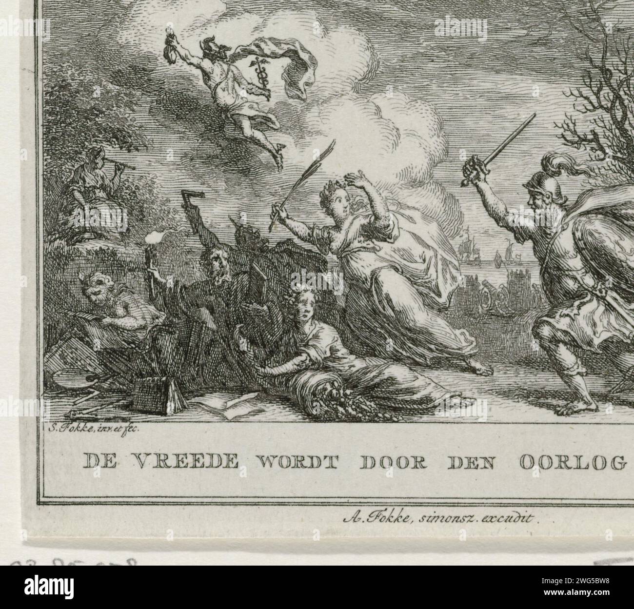 War drives away peace, Simon Fokke, 1780 - 1782 print Allegorical ...