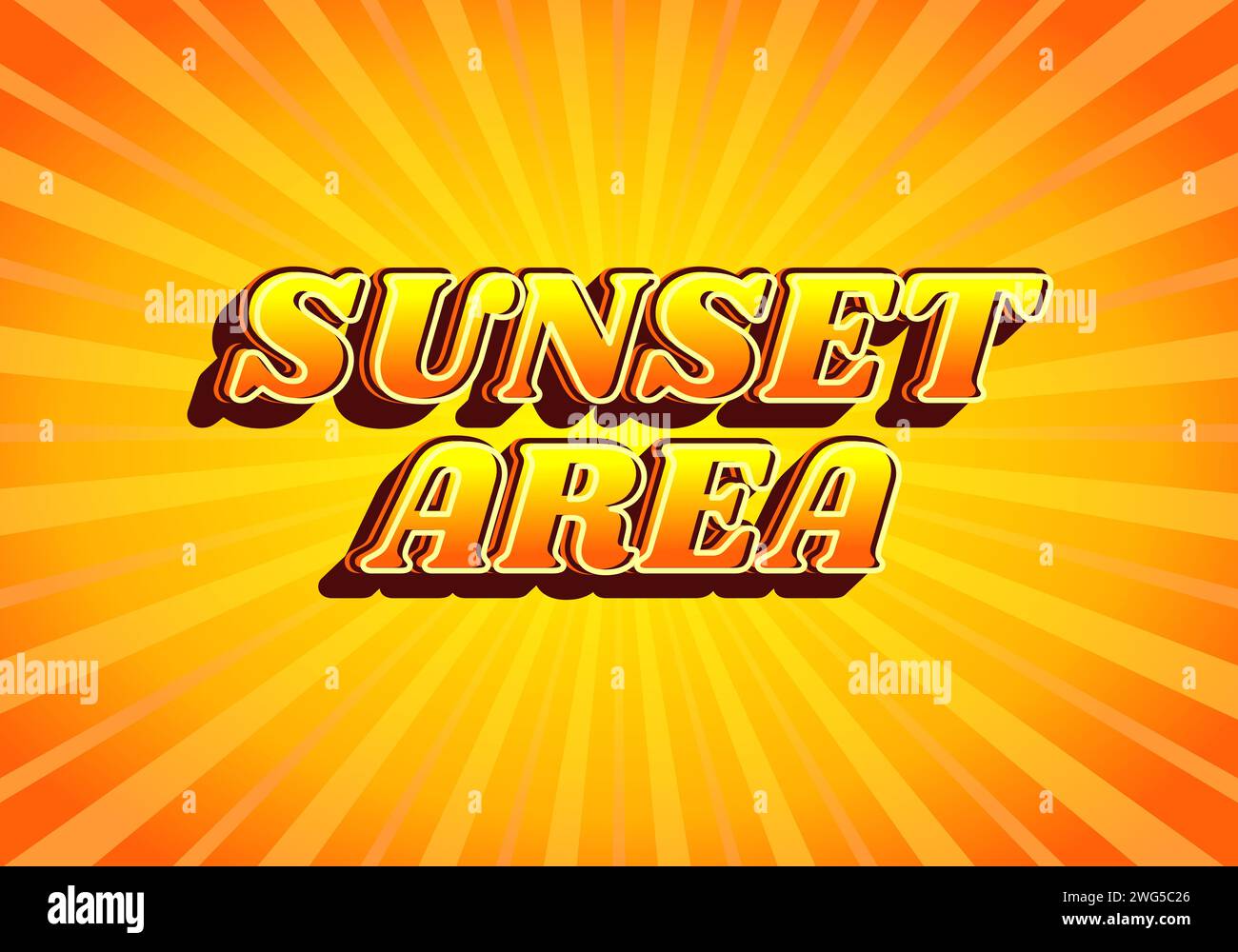 Sunset area. Text effect design in gradient yellow orange color, 3D ...