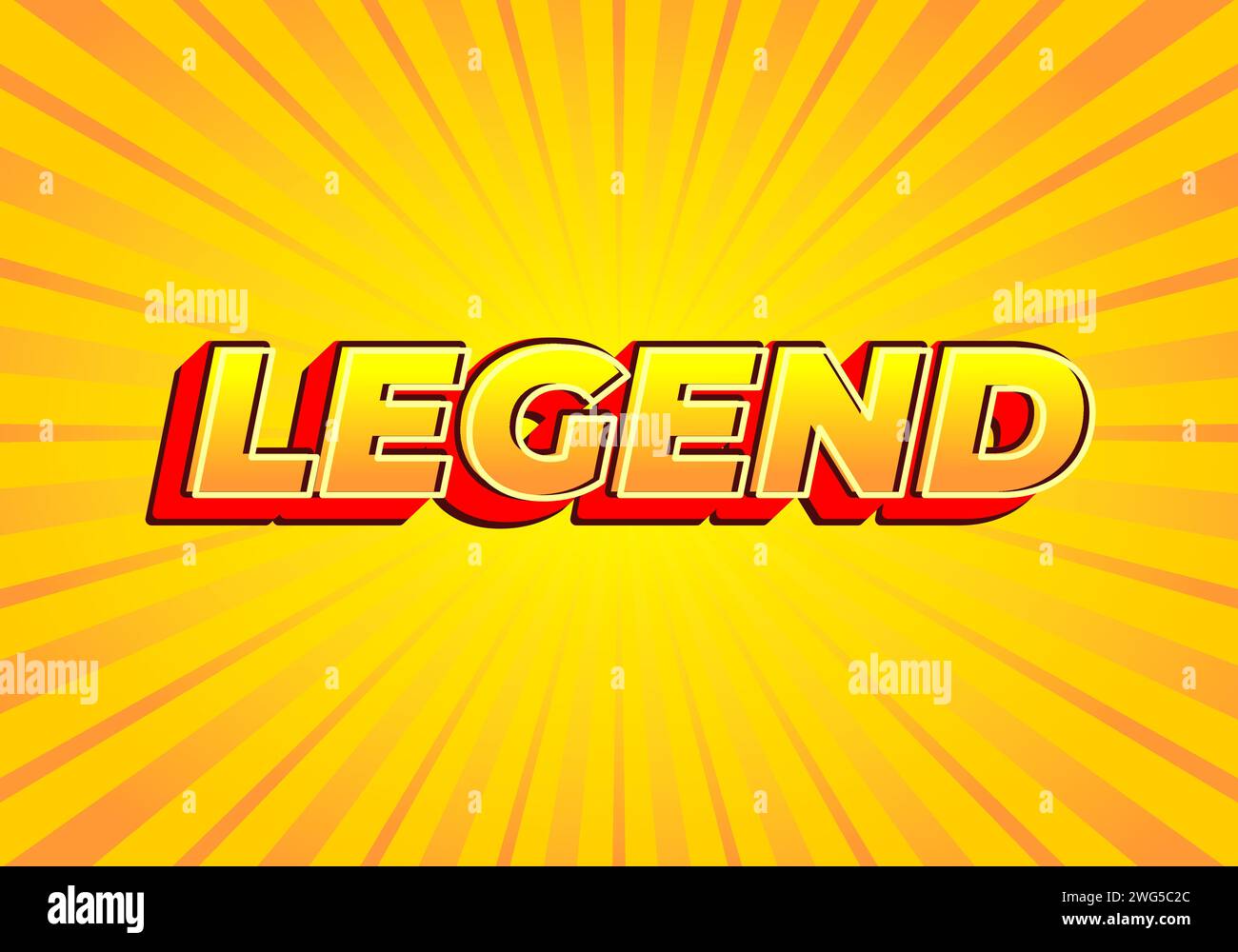Legend. Text effect design in modern look, bright yellow red color ...