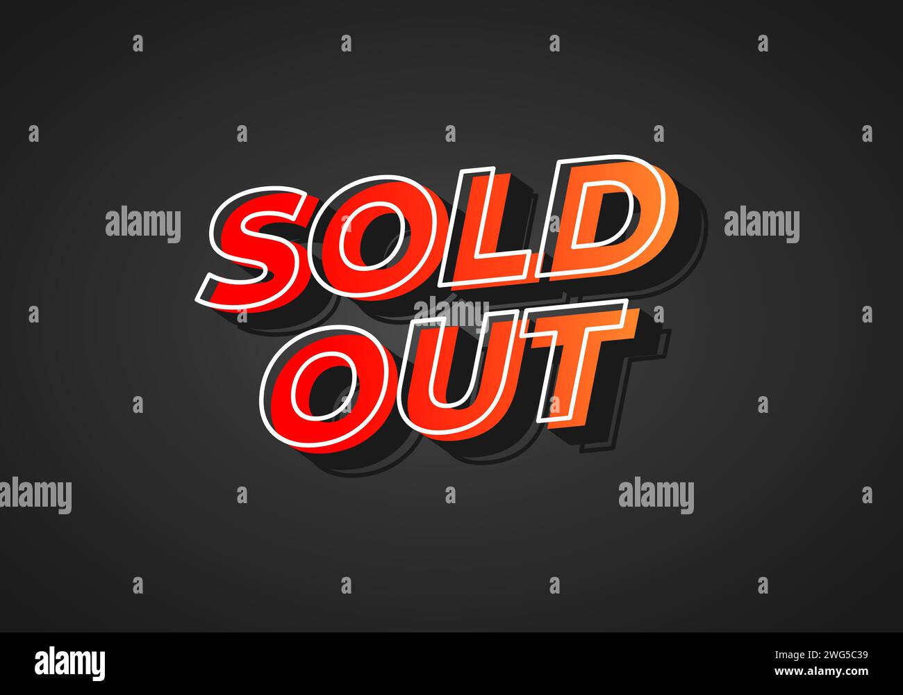 Sold out. Text effect design in 3D look. Red yellow gradient color ...