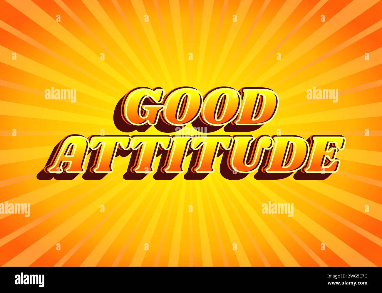 Good attitude. Text effect design in gradient yellow orange color, 3D ...