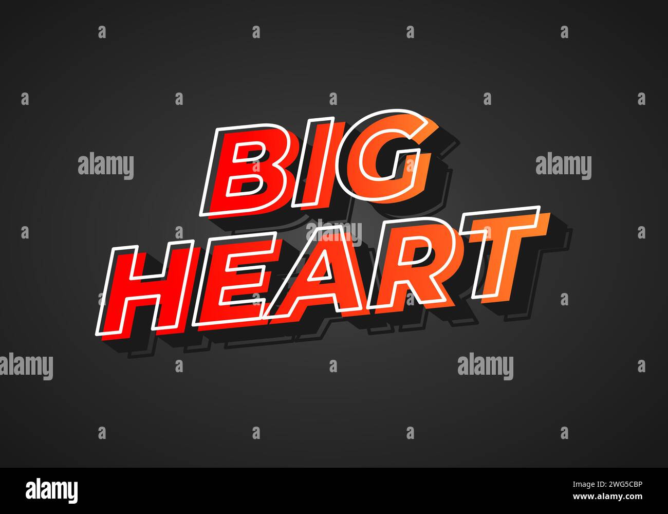 Big heart. Text effect design in 3D look. Red yellow gradient color ...