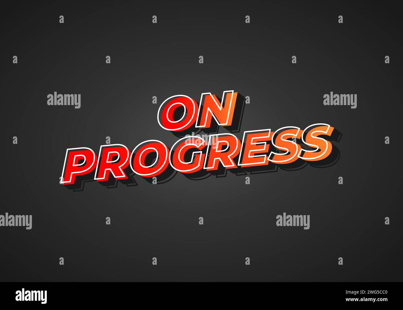 On progress. Text effect design in 3D look. Red yellow gradient color ...