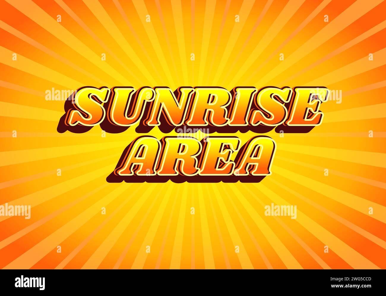 Sunrise area. Text effect design in gradient yellow orange color, 3D ...