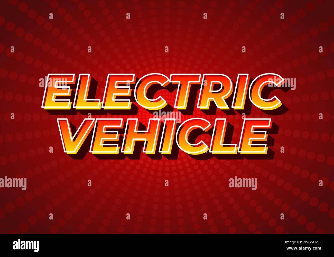 Electric vehicle. Text effect design in 3D style, gradient yellow red ...