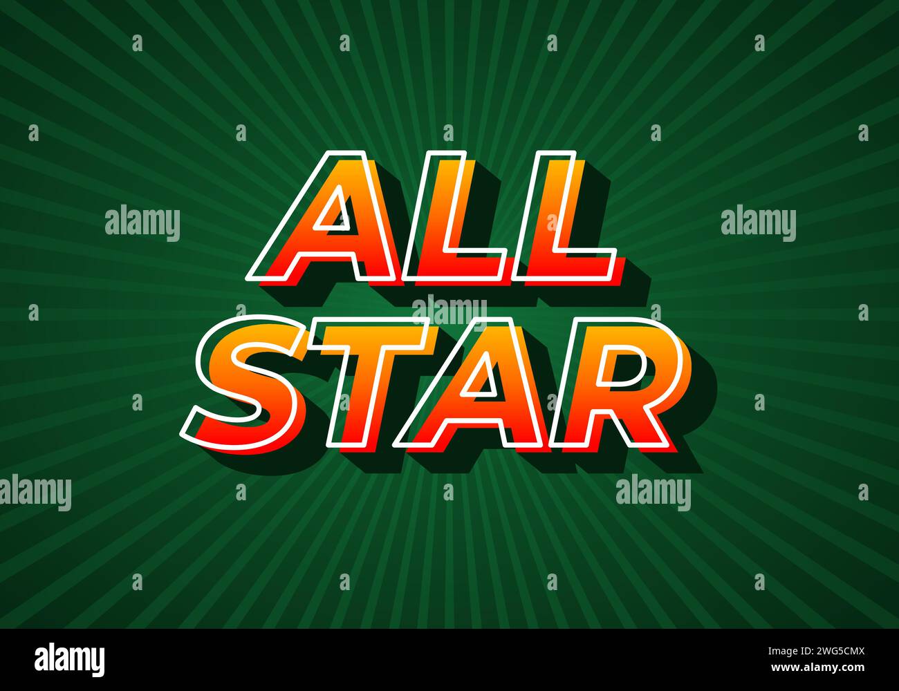 All star. Text effect design in gradient yellow red color. 3D look ...