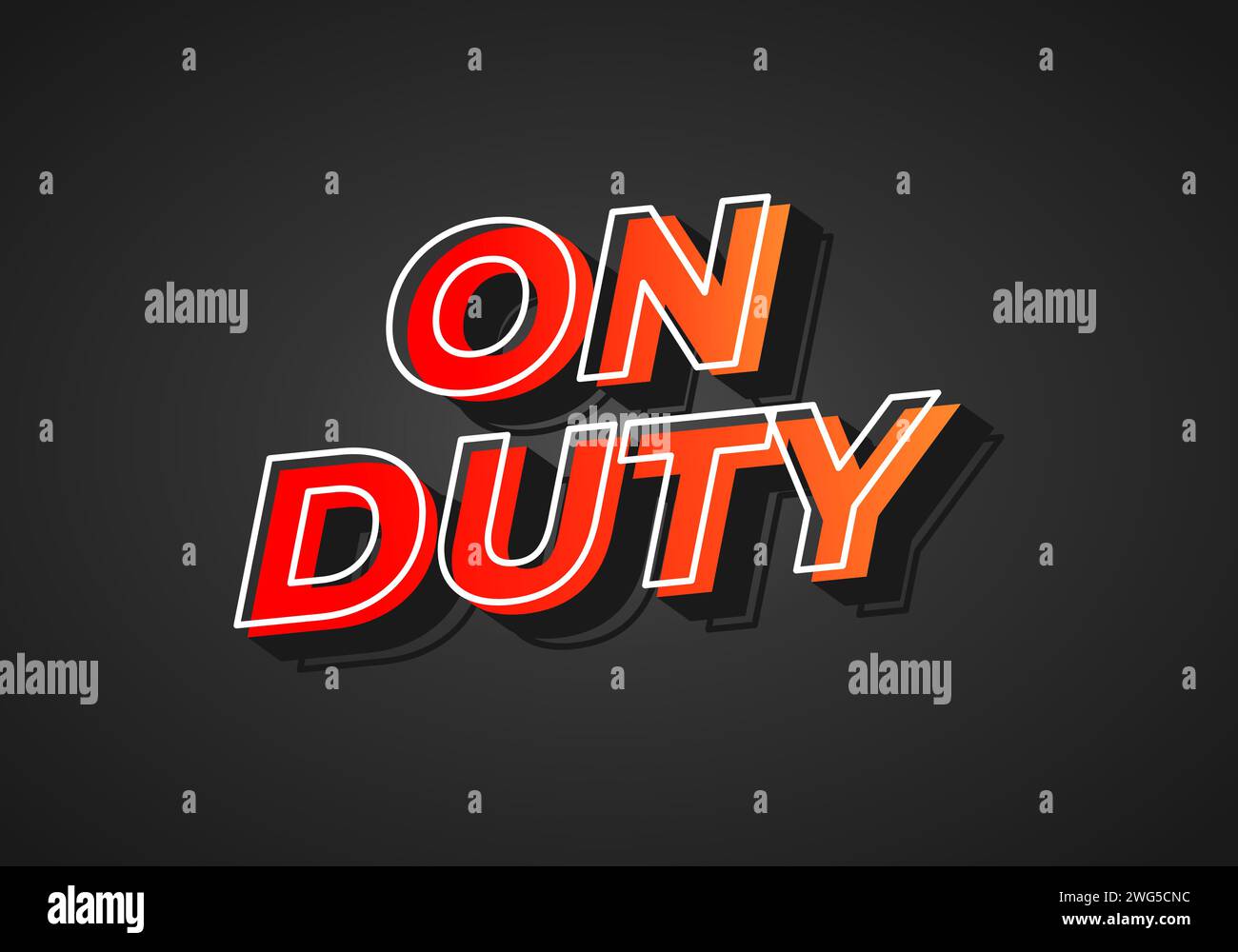 On duty. Text effect design in 3D look. Red yellow gradient color. Dark ...