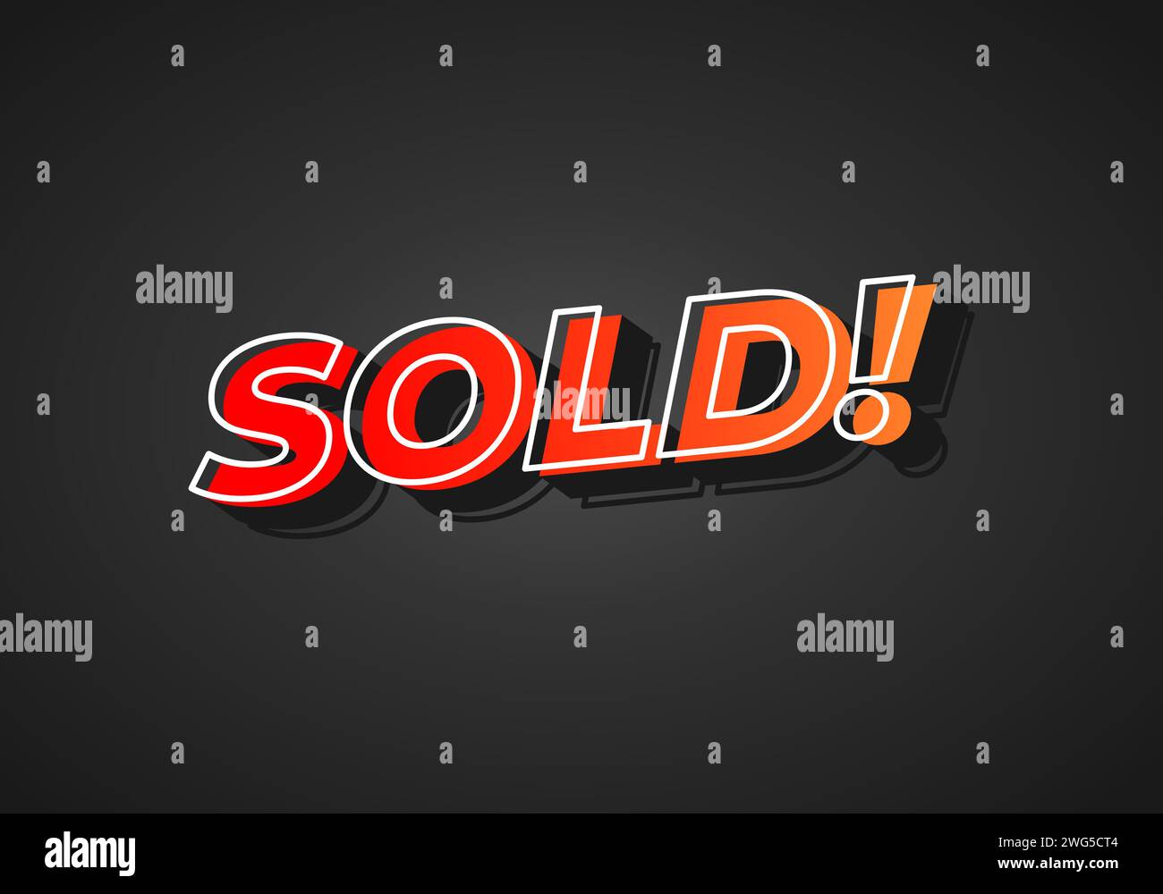 Sold!. Text effect design in 3D look. Red yellow gradient color. Dark ...
