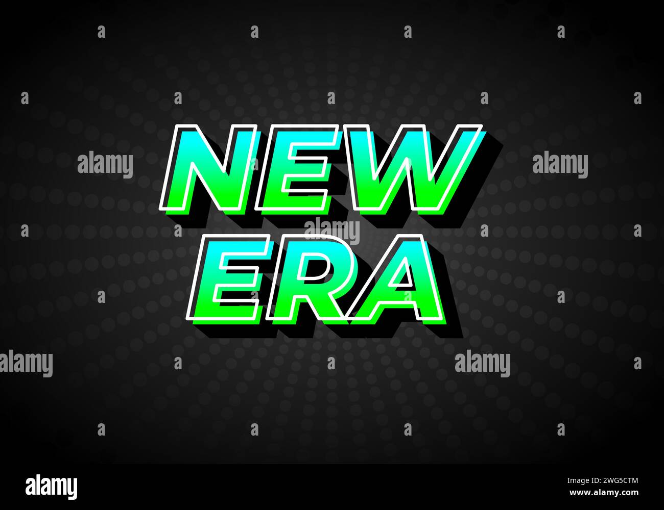 New era. Text effect design in gradient green blue color, 3D look. Dark ...