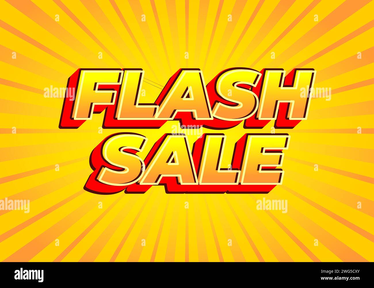 Flash sale. Text effect design in modern look, bright yellow red color ...