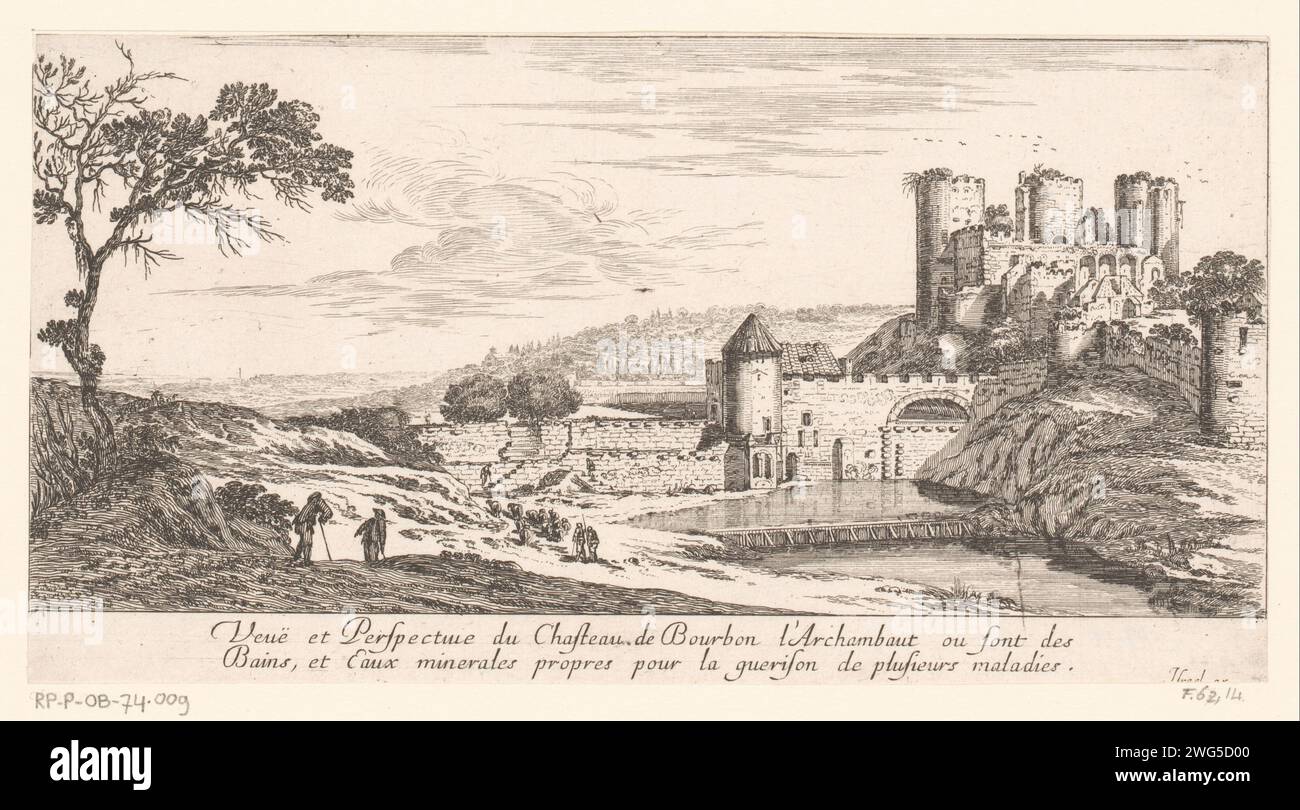 View of the Bourbon-L'archambault Castle, Israel Silvestre, 1651 print ...