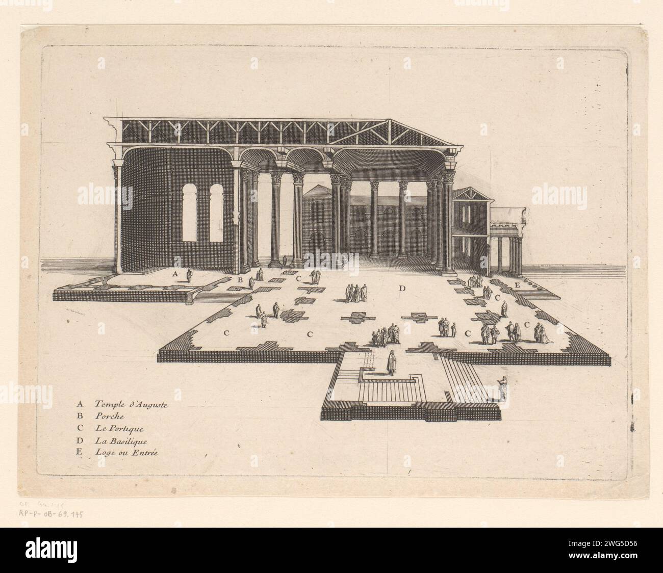 Cross -section of the Temple of Augustus in Rome, Sébastien Leclerc (i ...