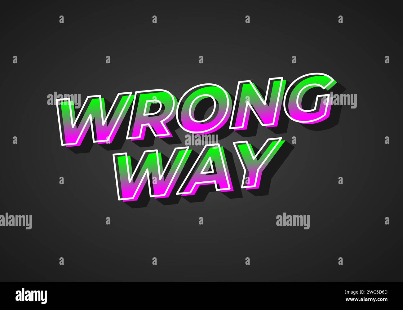 Wrong way. Text effect design in 3D look. gradient purple green color ...