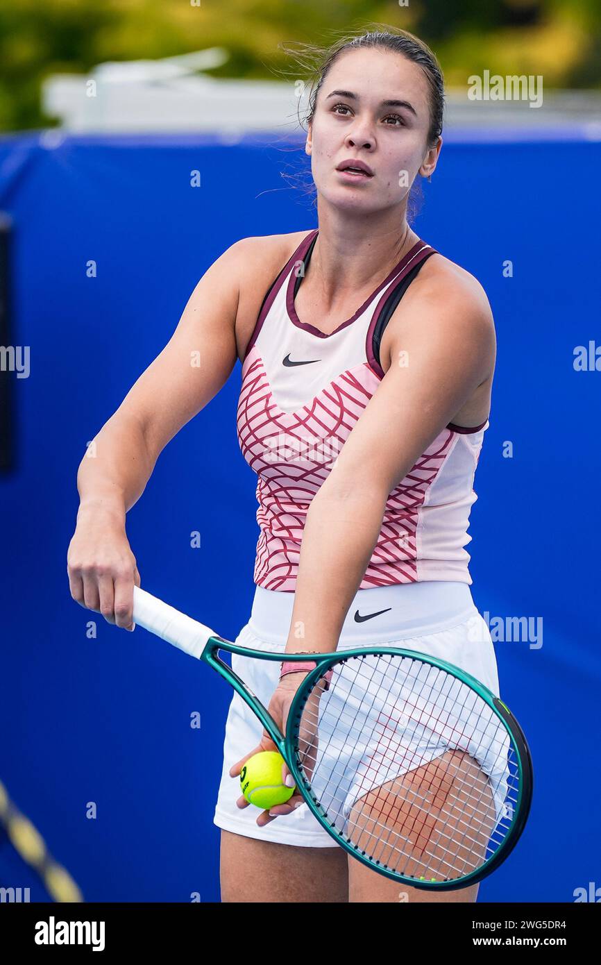 Nigina Abduraimova of Uzbekistan in action during Qualifying for the 2024 Canberra International ...