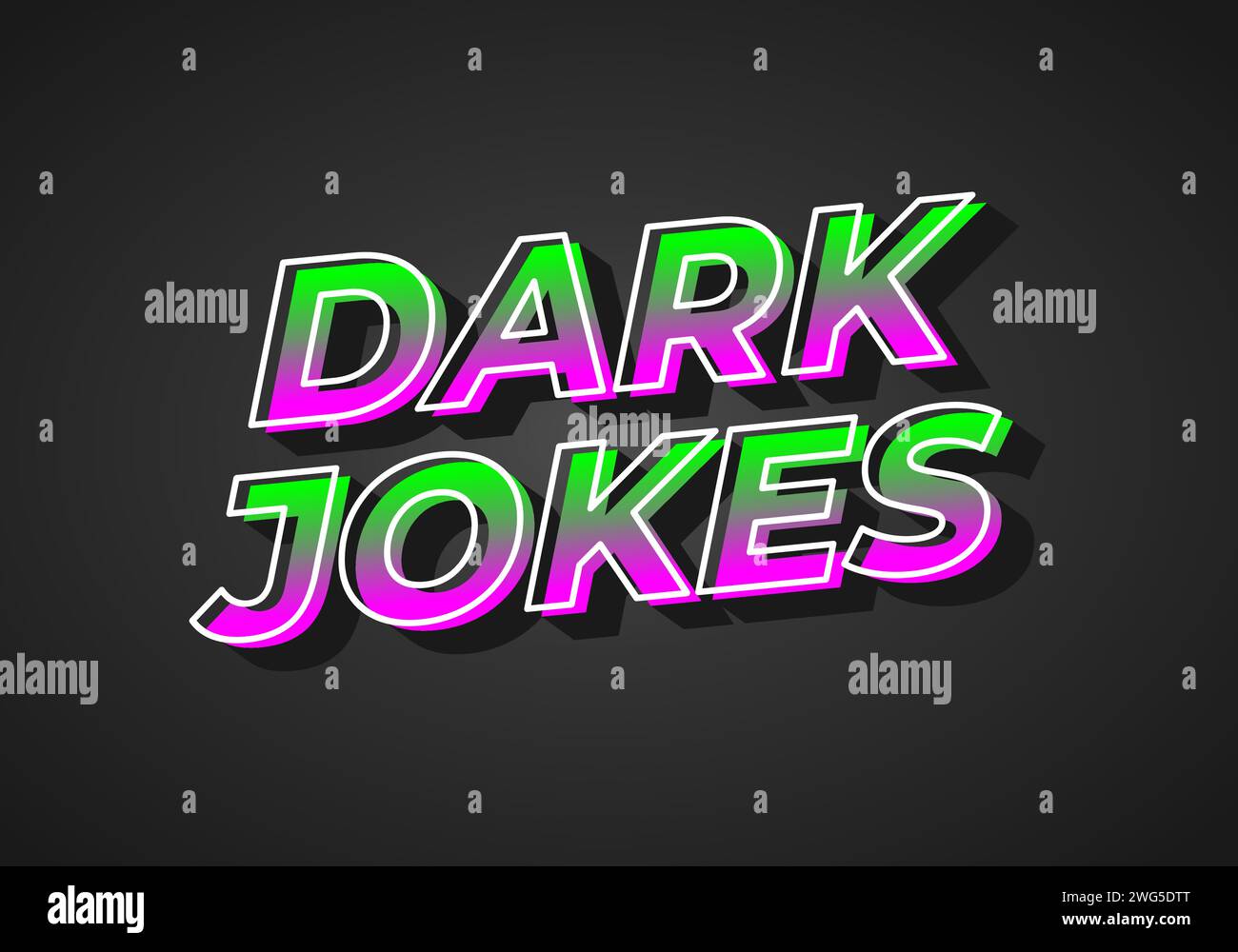 Dark jokes. Text effect design in 3D look. gradient purple green color ...